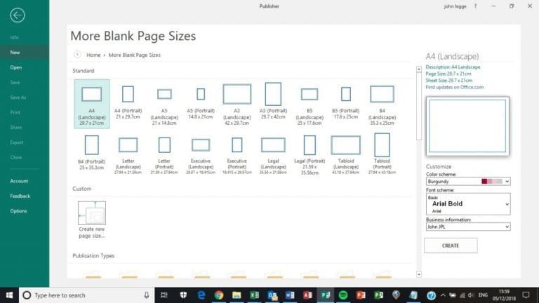 Publisher page sizes - how to change them | JPL Shropshire & the UK
