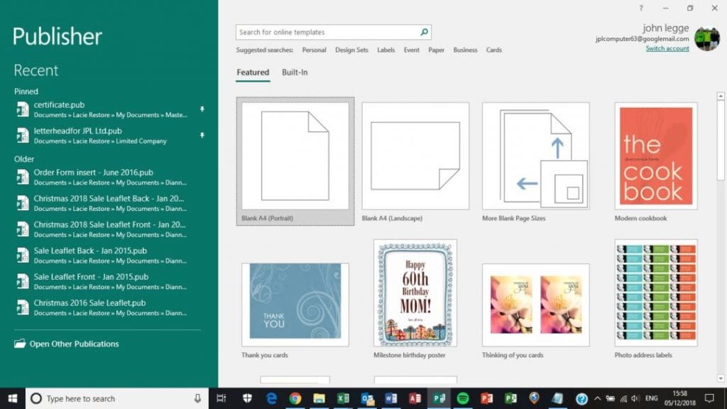 Publisher page sizes - how to change them | JPL Shropshire & the UK